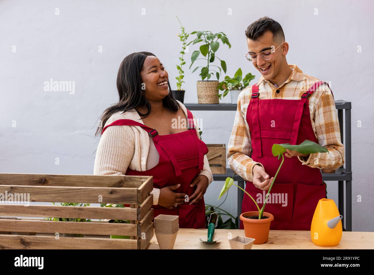 Happy african american couple gardening hi-res stock photography and ...