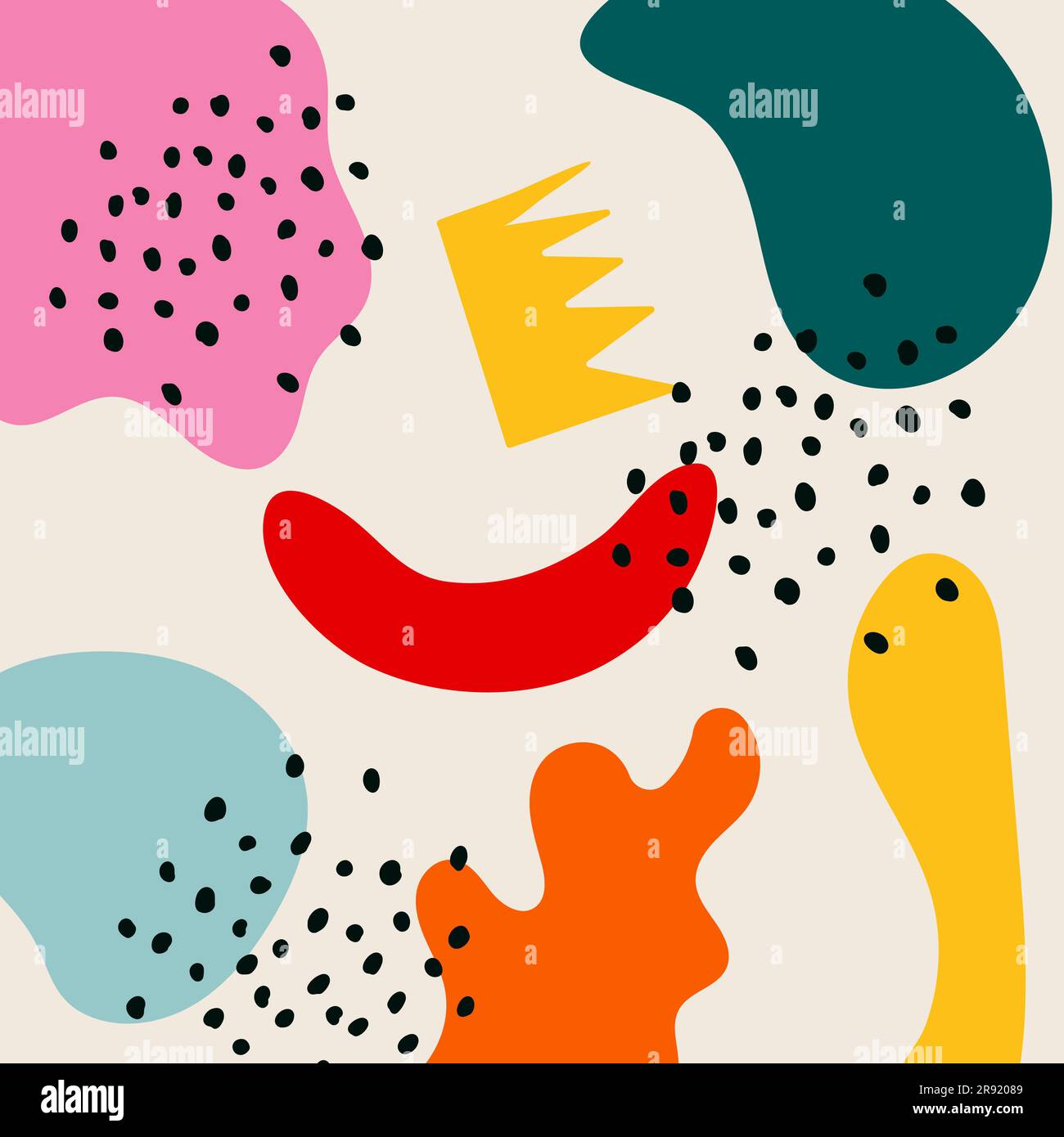 Artistic abstract background. Hand drawing various organic shapes ...