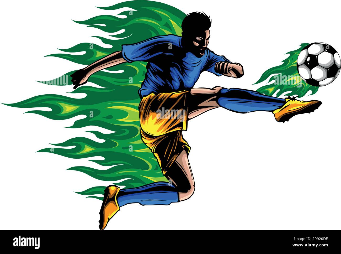 vector illustration of soccer player with flames Stock Vector Image ...