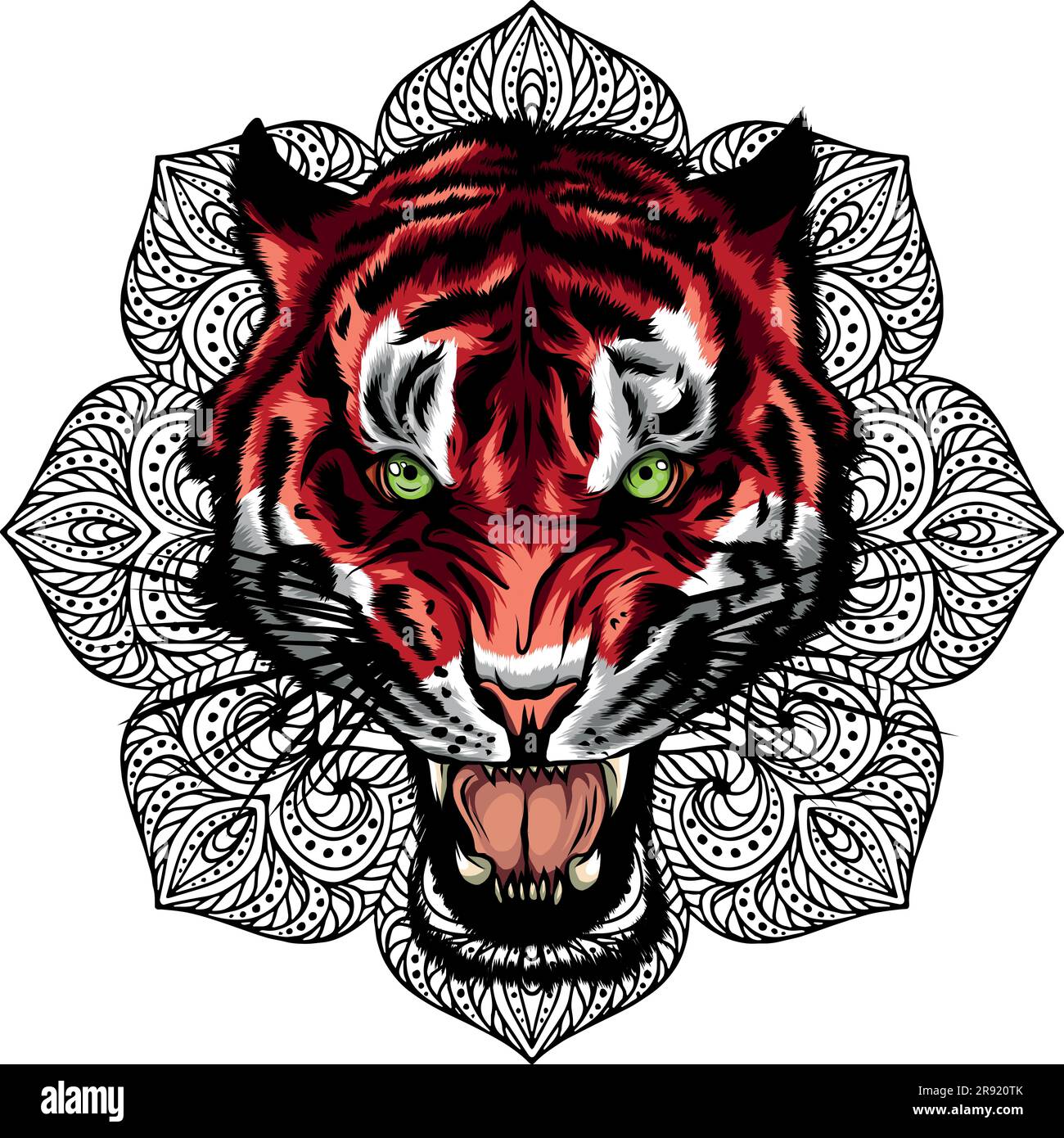 vector illustration of tiger head with mandala Stock Vector Image & Art ...