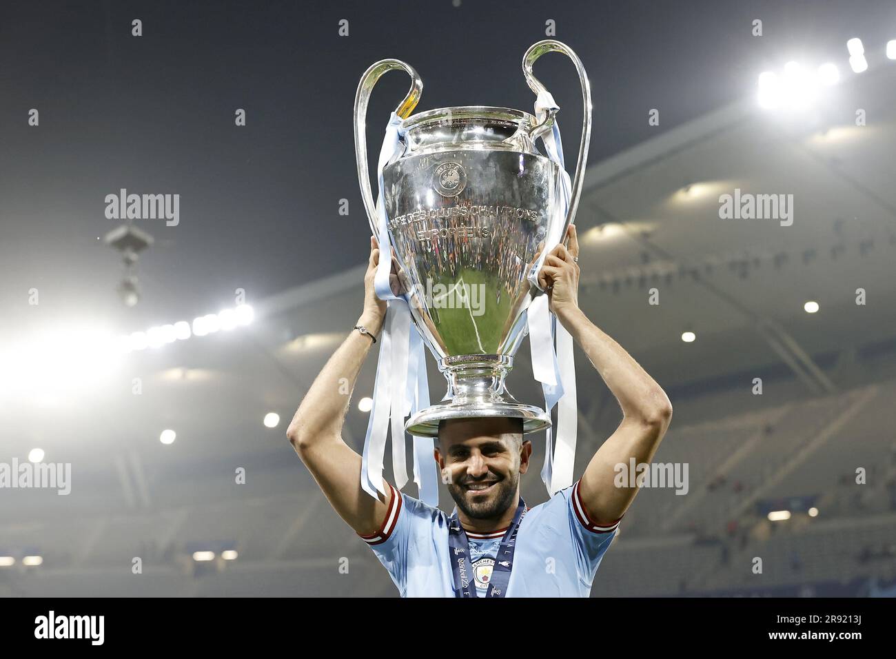ISTANBUL - Riyad Mahrez of Manchester City FC with the UEFA Champions ...