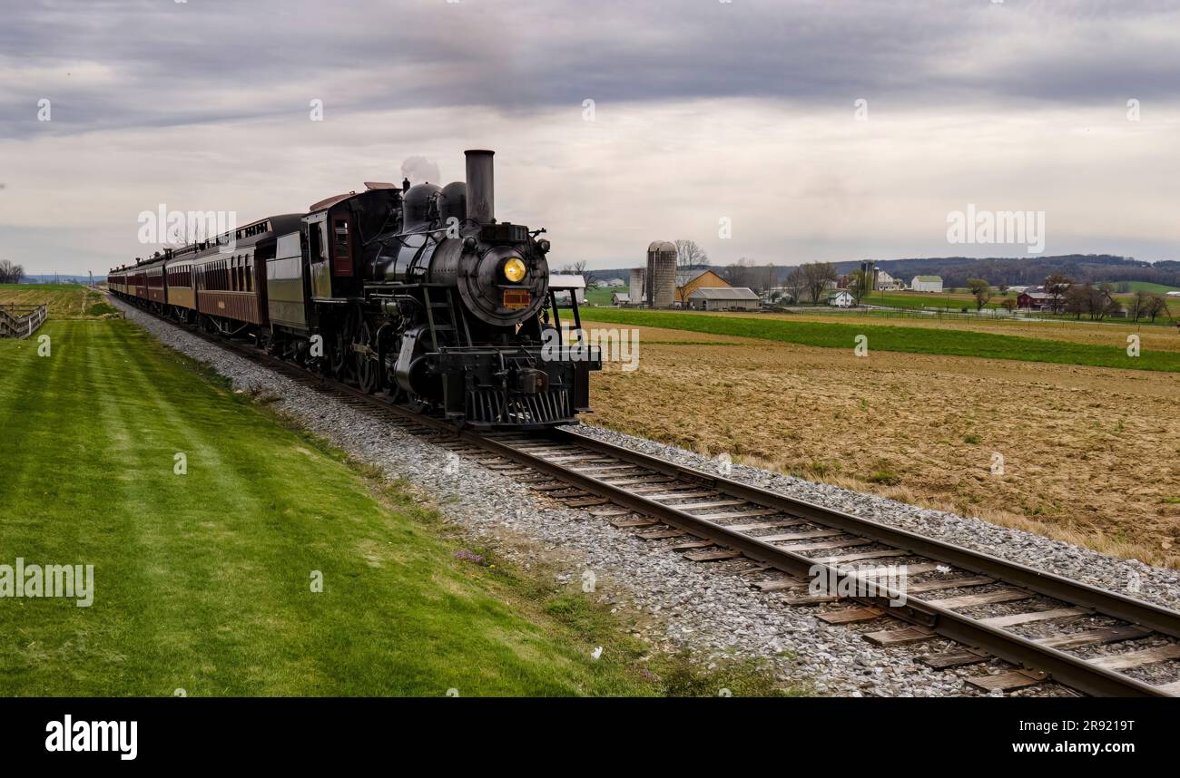 A Ahead and Slightly to the Side View os a Restored Steam Passenger ...