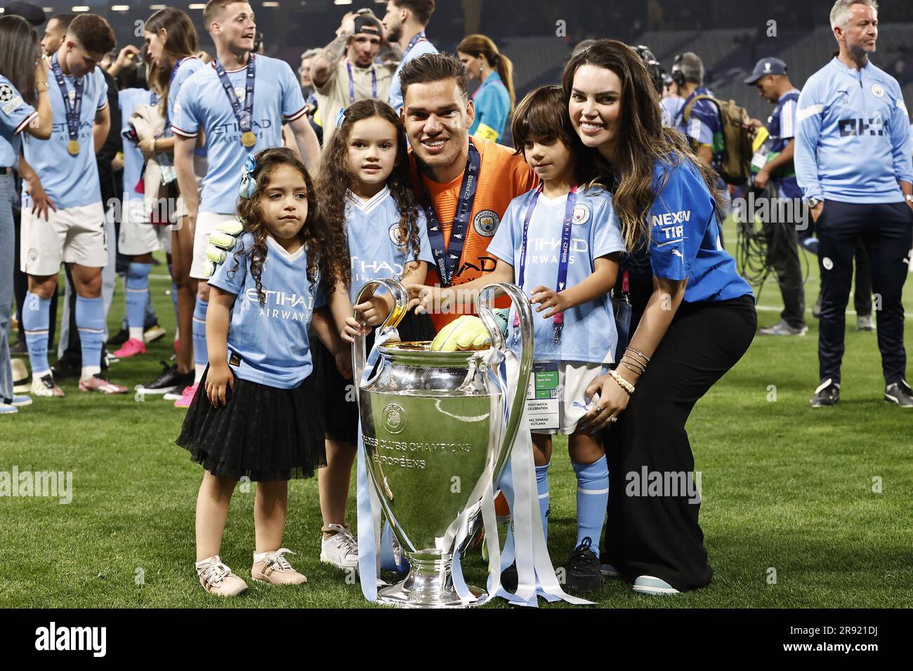 ISTANBUL - (LR) Manchester City FC goalkeeper Ederson, Lais Moraes and ...