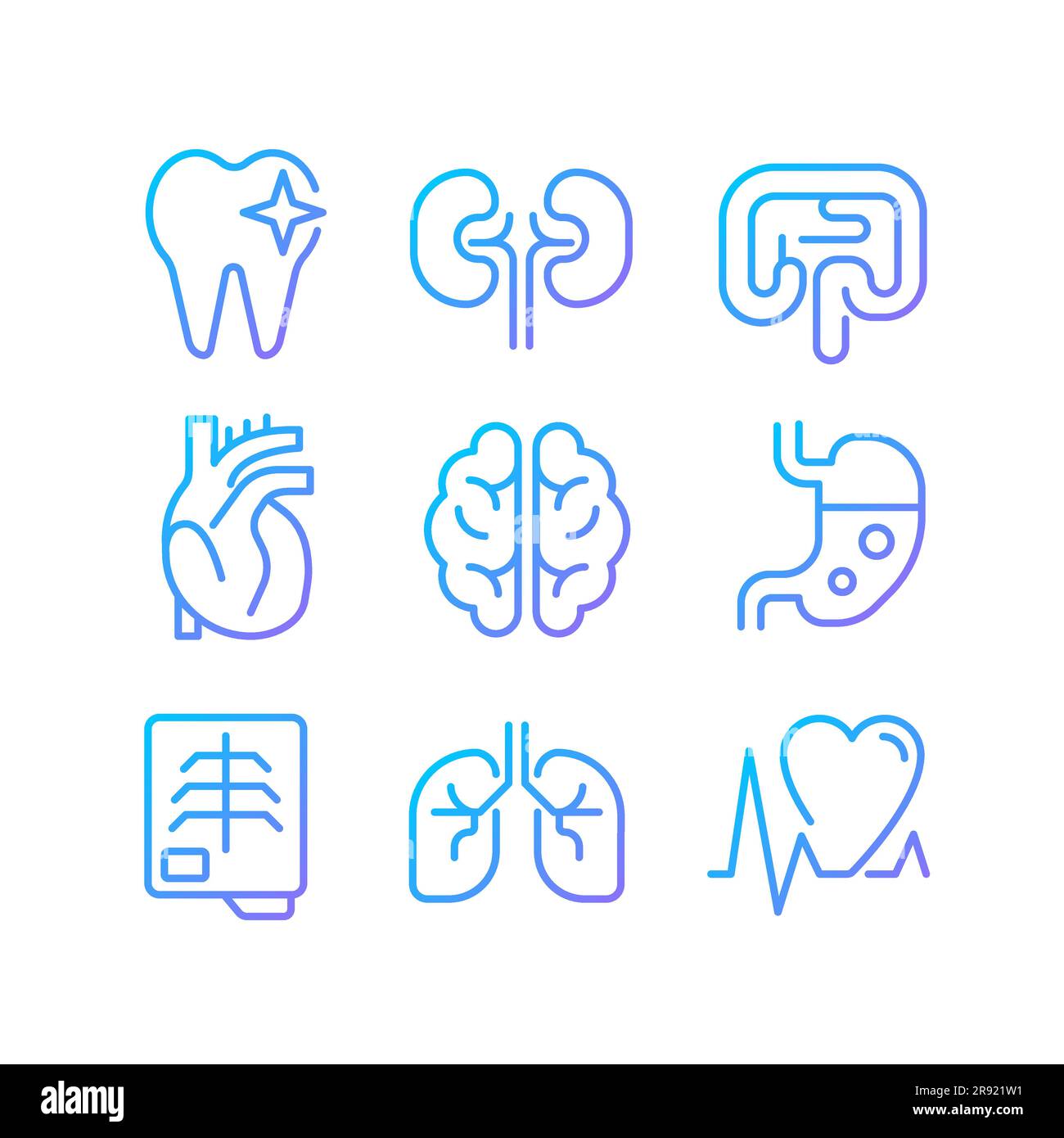 Organs Regular Checkup Pixel Perfect Gradient Linear Vector Icons Set