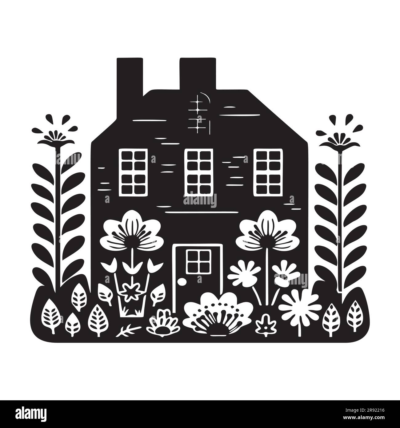 Cute rustic cottage motif in homestead vintage style. Vector ...