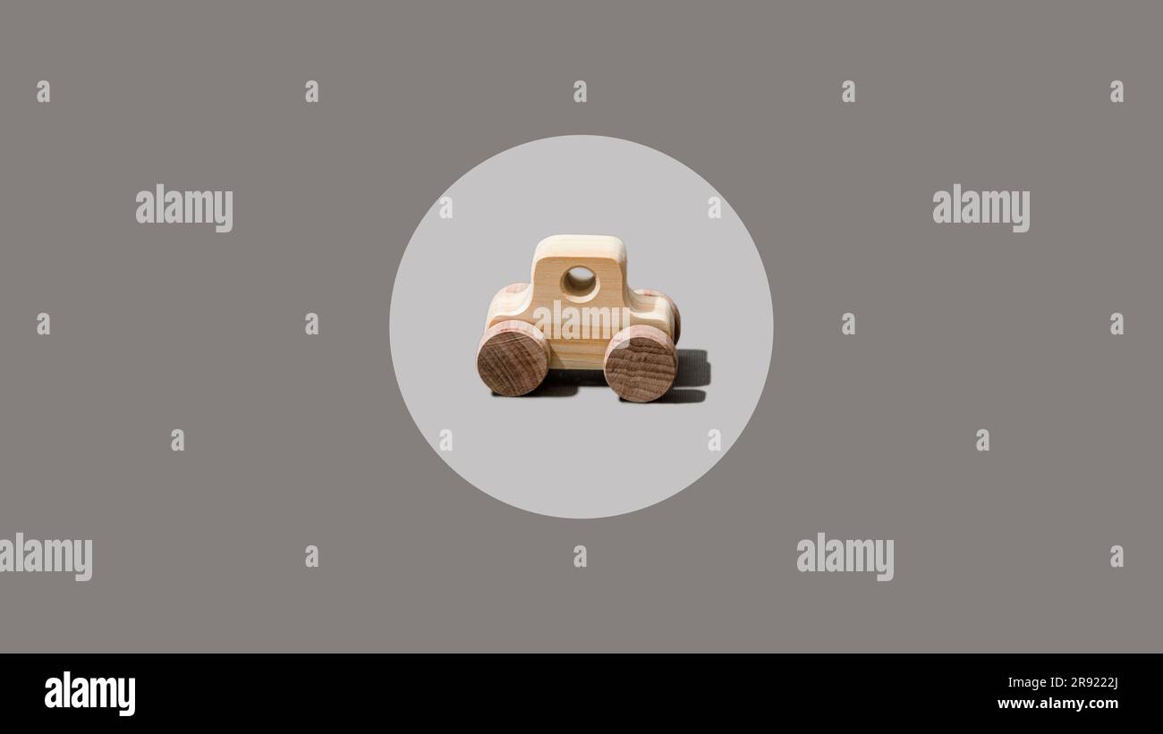 Wooden car in gray circle Stock Photo - Alamy