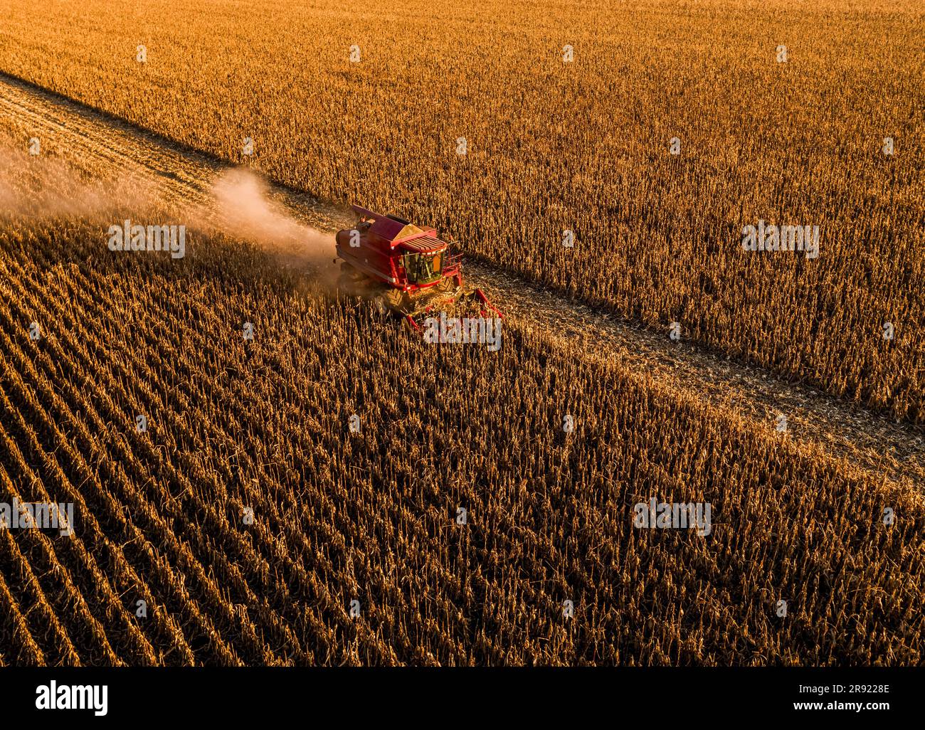 Aerial working harvester hi-res stock photography and images - Alamy