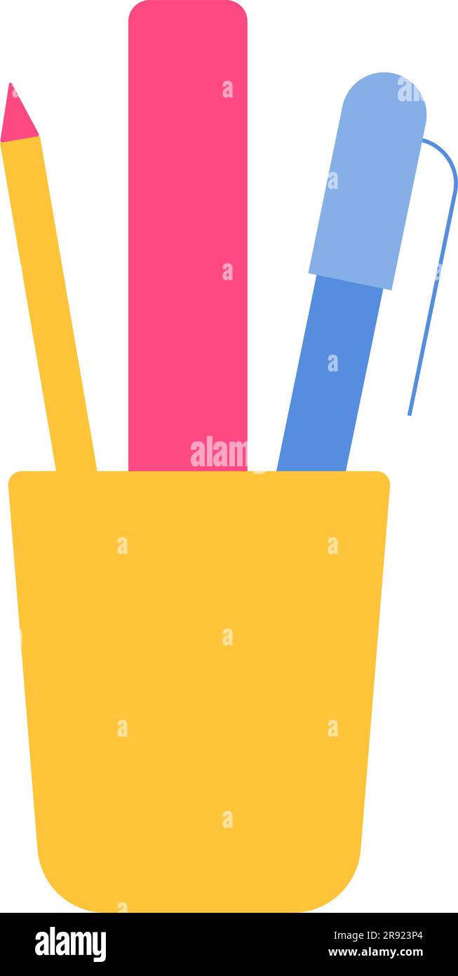 Writing tools in pen holder vector design element Stock Vector Image ...