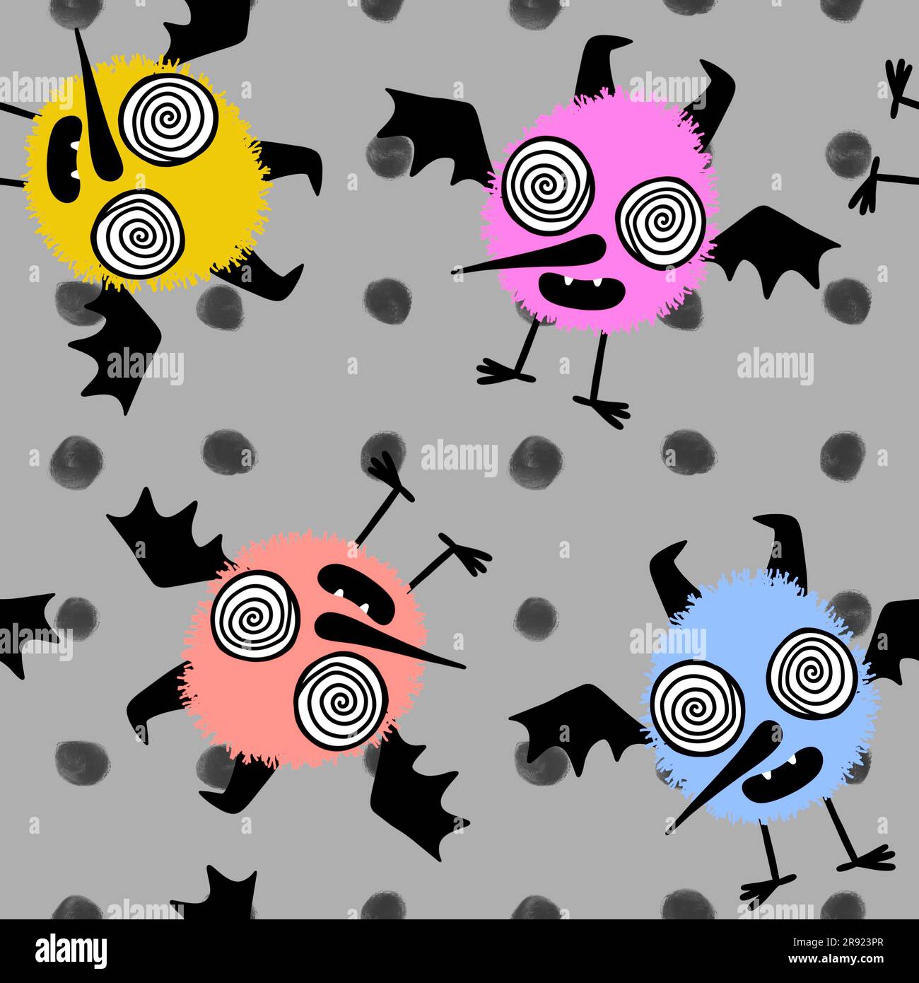 Halloween monsters birds seamless cartoon cute vampire pattern for ...