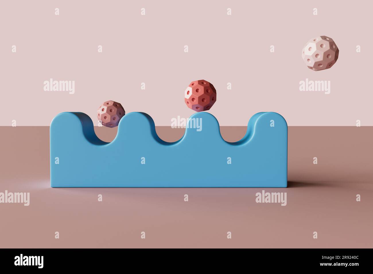 3D render of spheres bouncing on wavy object Stock Photo - Alamy
