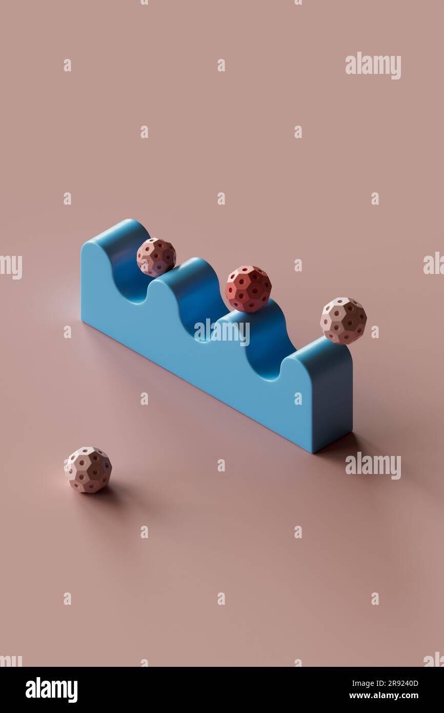3D render of spheres bouncing on wavy object Stock Photo - Alamy