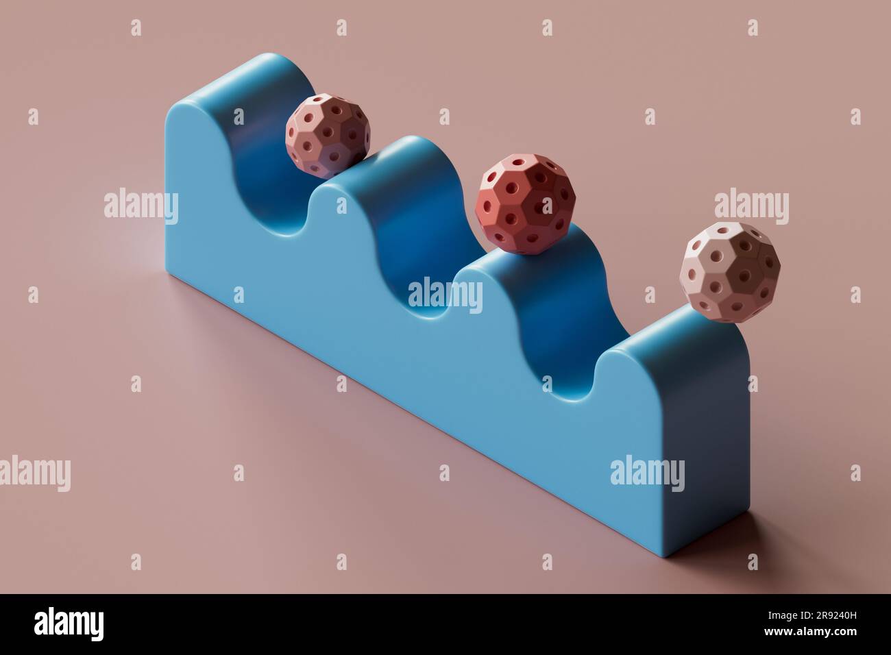 3D render of spheres bouncing on wavy object Stock Photo - Alamy