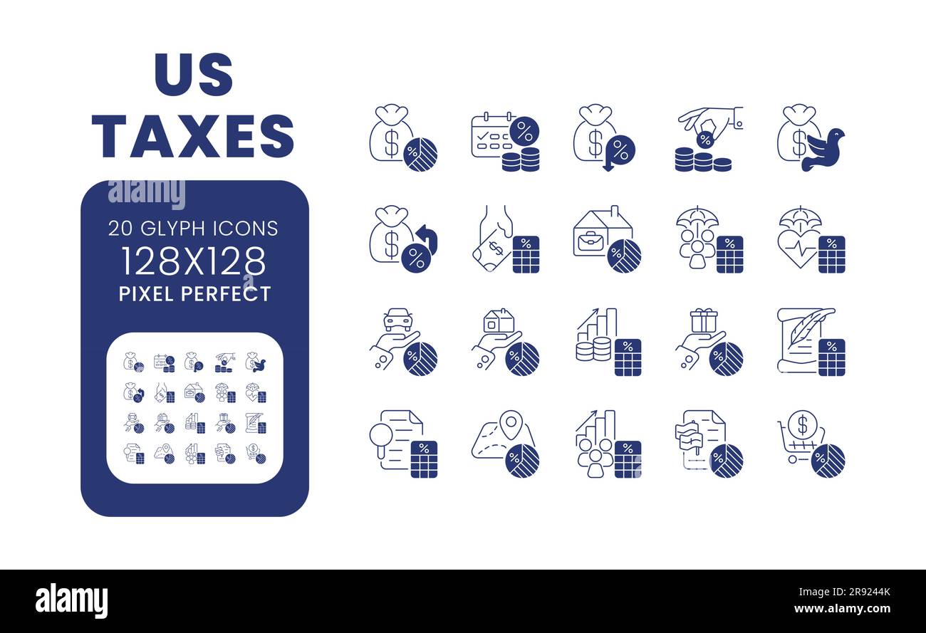 US taxes black solid desktop icons pack Stock Vector Image & Art - Alamy