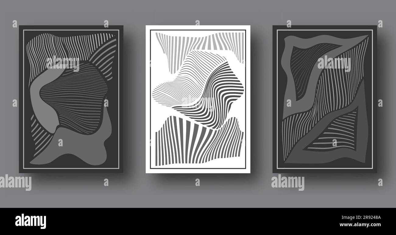 Composition of deformed geometric shapes for interior design of prints ...