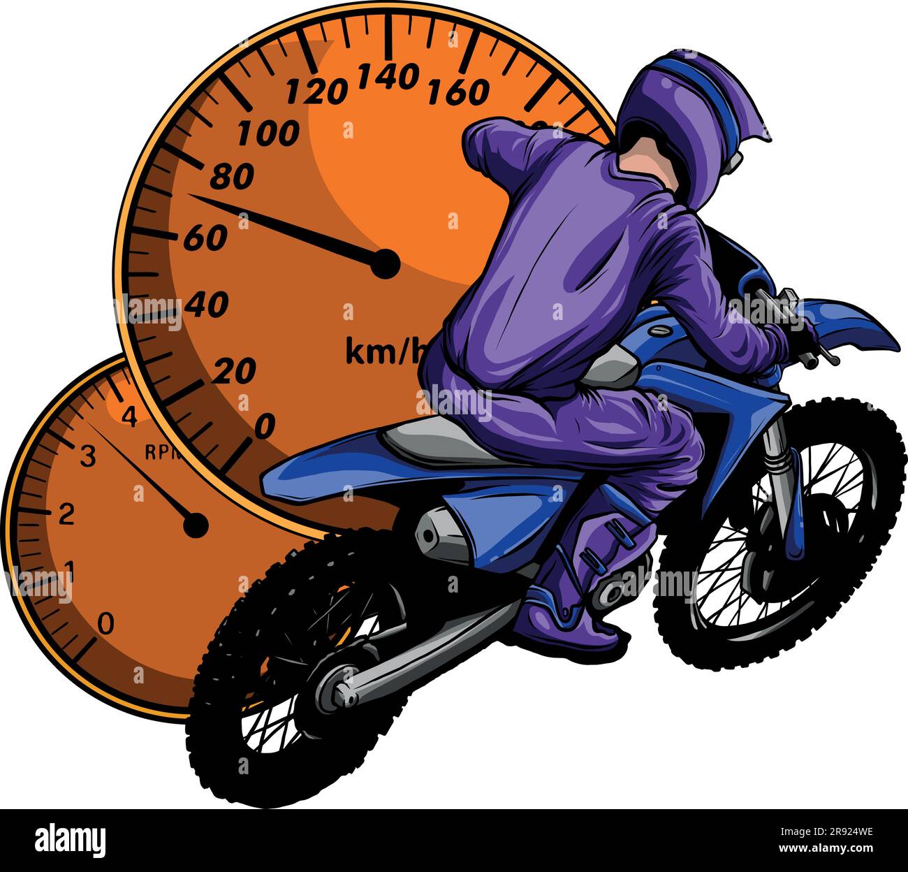 vector illustration of motocross rider with dashboard Stock Vector ...