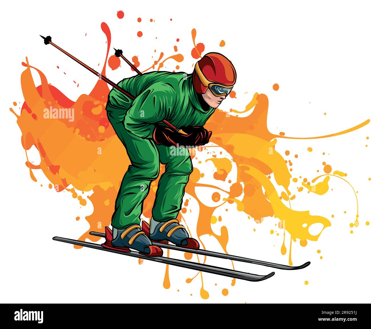 vector illustration of colored Skier art design Stock Vector Image ...