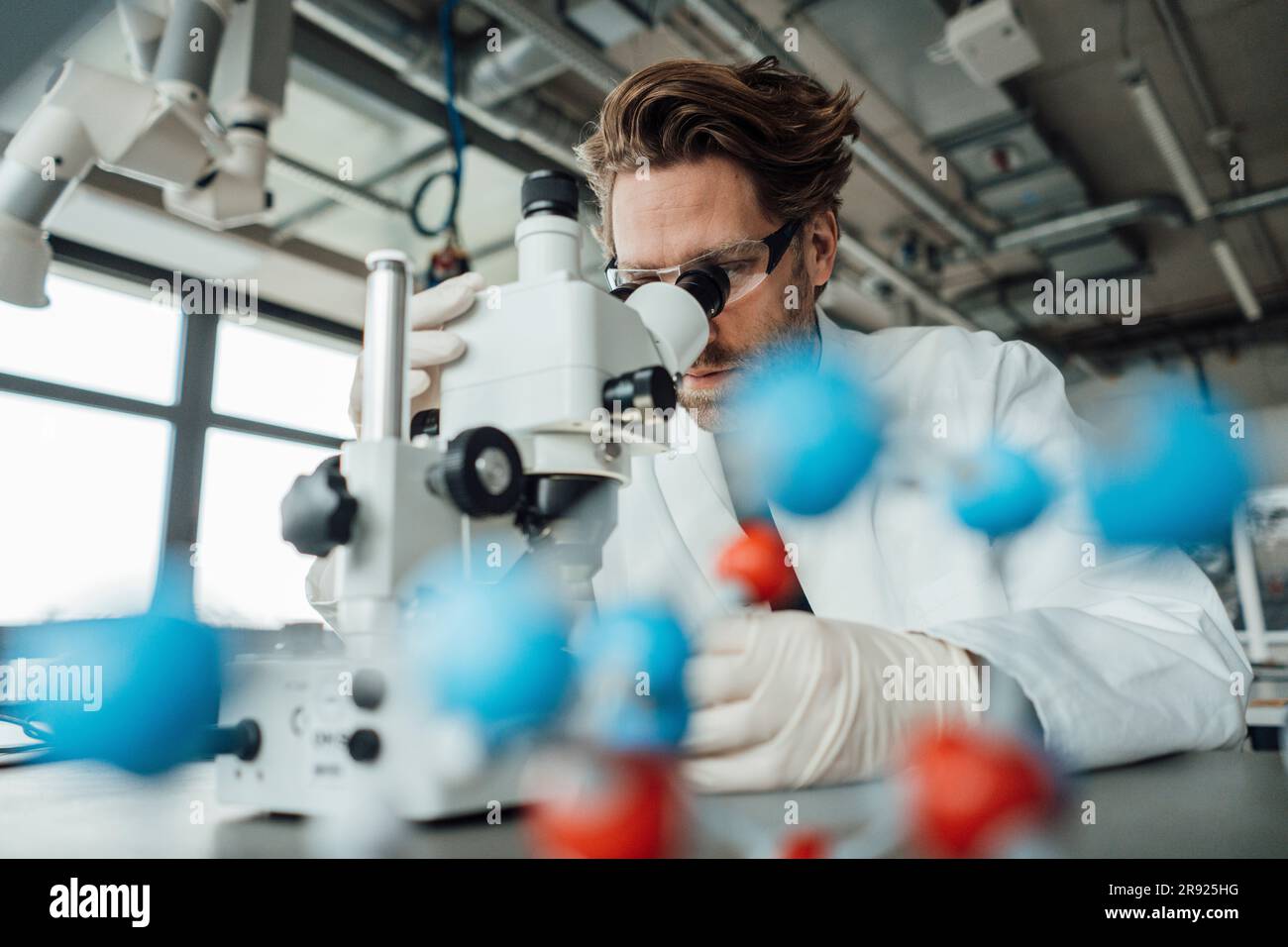 Scientist examining with microscope in laboratory Stock Photo - Alamy