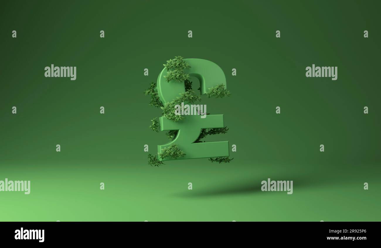 Pound sign covered with green plants against green background Stock ...