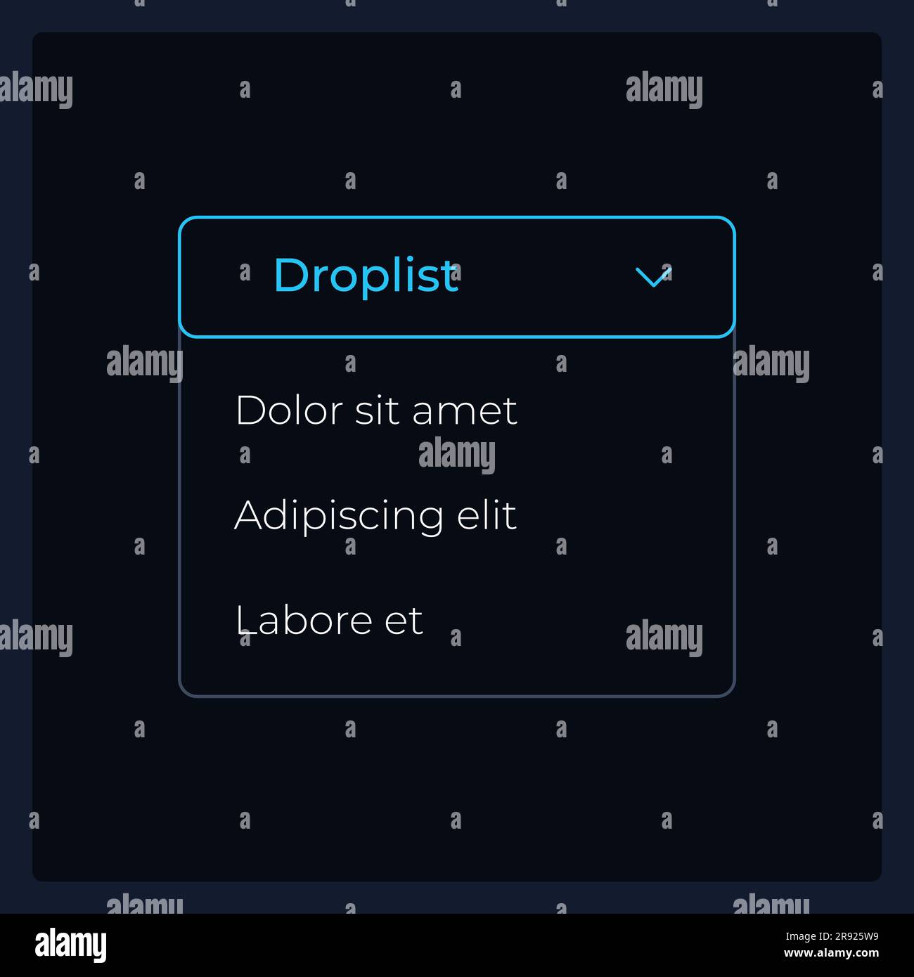 Activated Dropdown List Ui Element Template Editable Isolated Vector Dashboard Component Flat