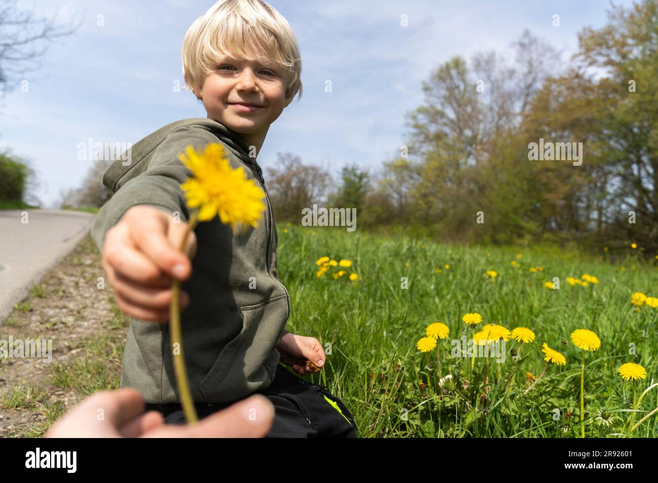 Son giving flower hi-res stock photography and images - Alamy