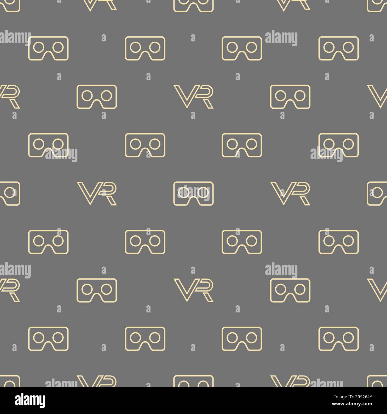 Seamless vector gray and golden pattern with VR logos. Virtual reality ...