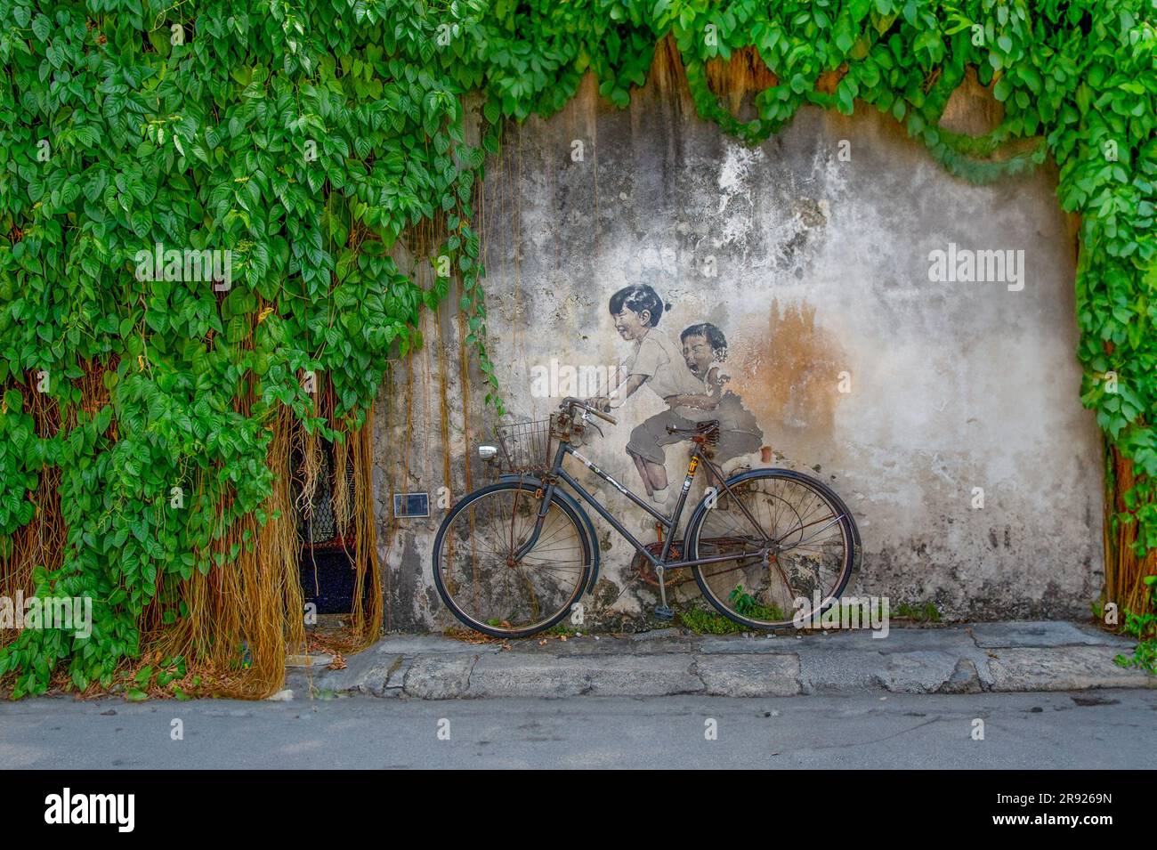 February 24 2023- George Town -Penang-Malaysia One of the famous murals on the walls of the old ...