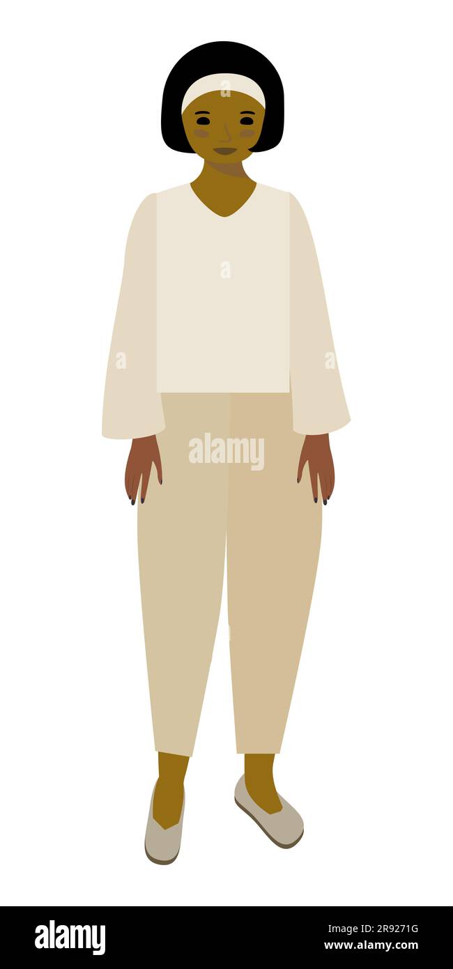 Young woman Full height portrait Front view Design element Vector ...