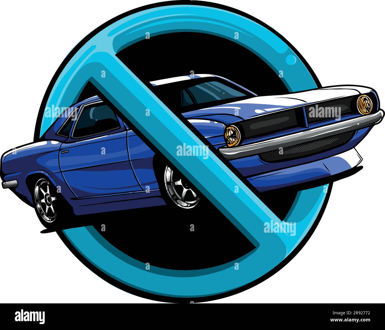 vector illustration of muscle car prohibition on white background Stock ...