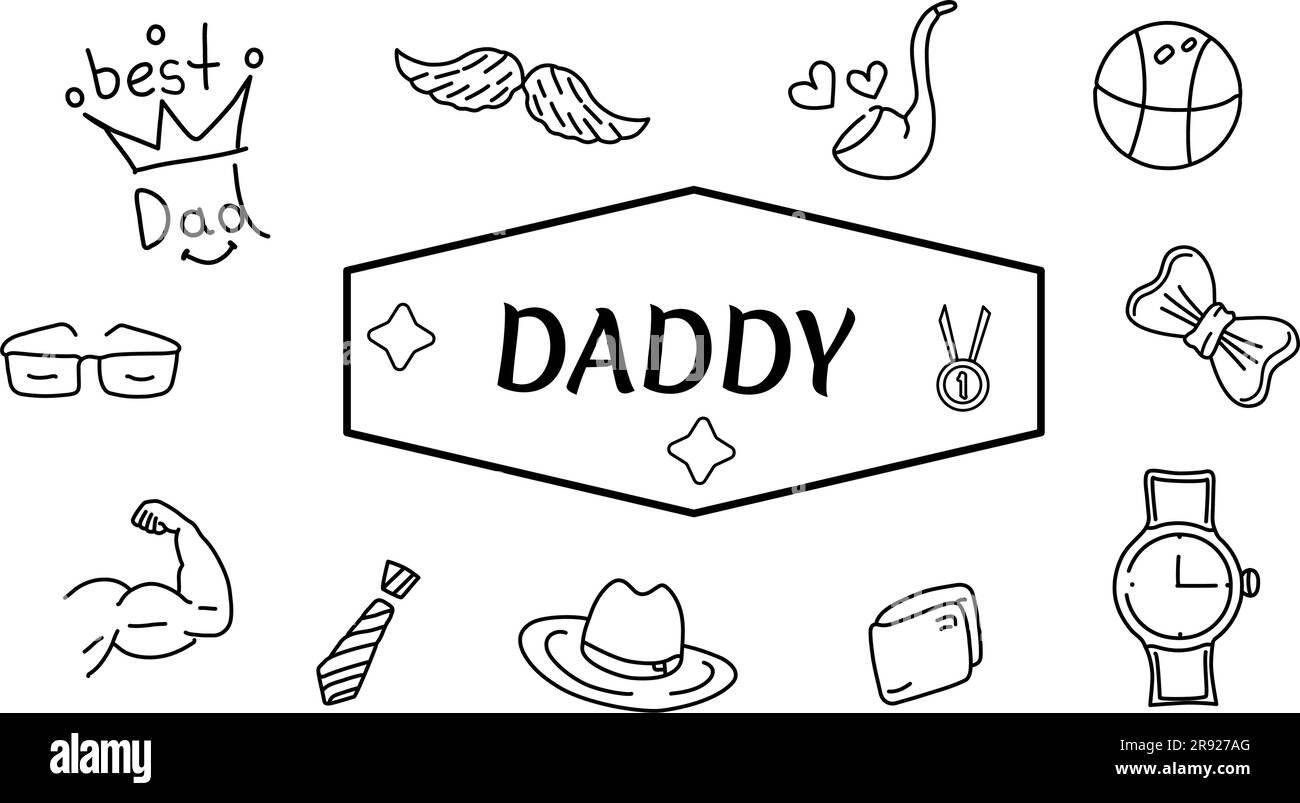 Daddy, set of drawings for dad, on an isolated white background Stock ...
