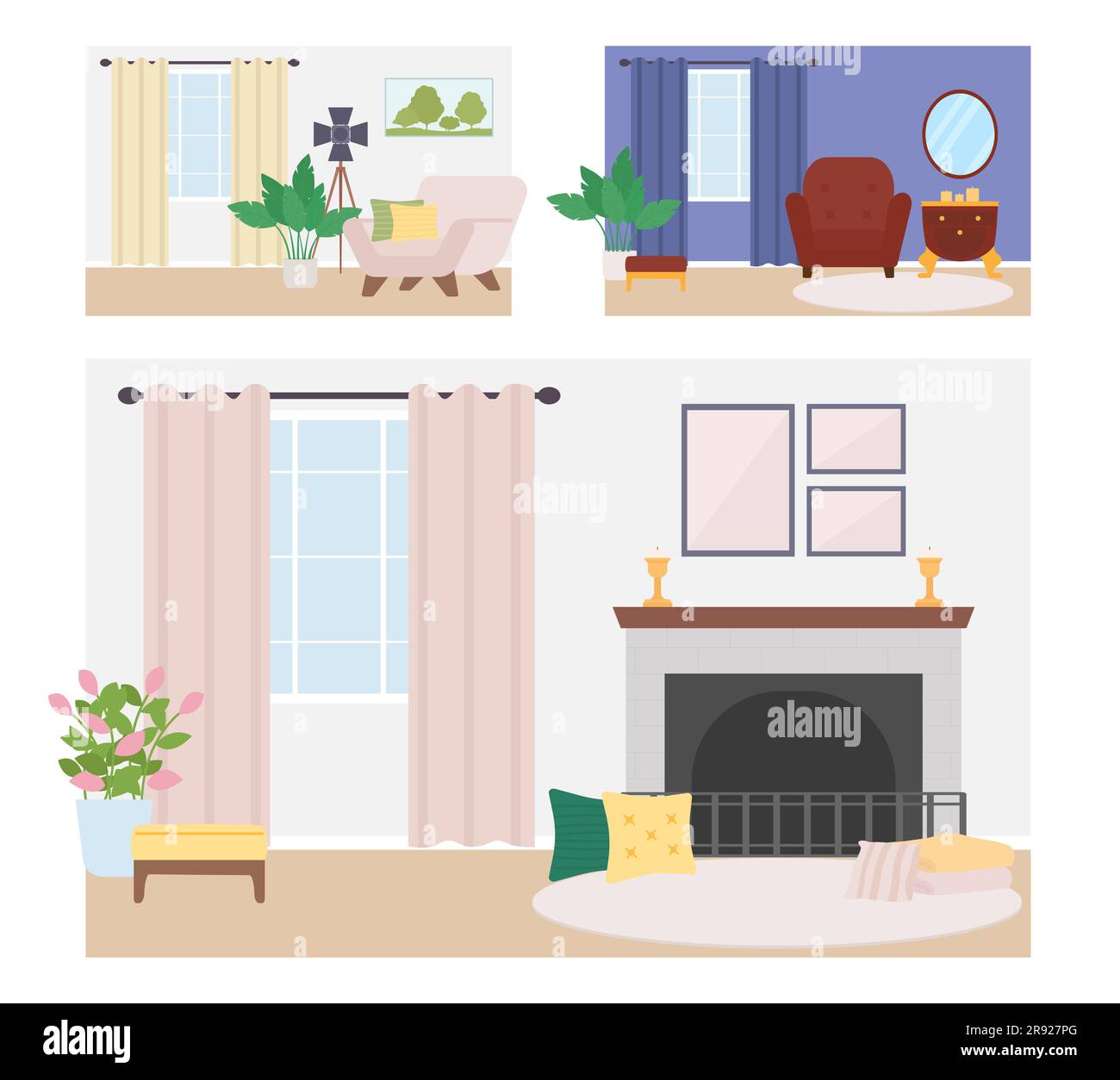Illustration cartoon room interior scene hi-res stock photography and ...