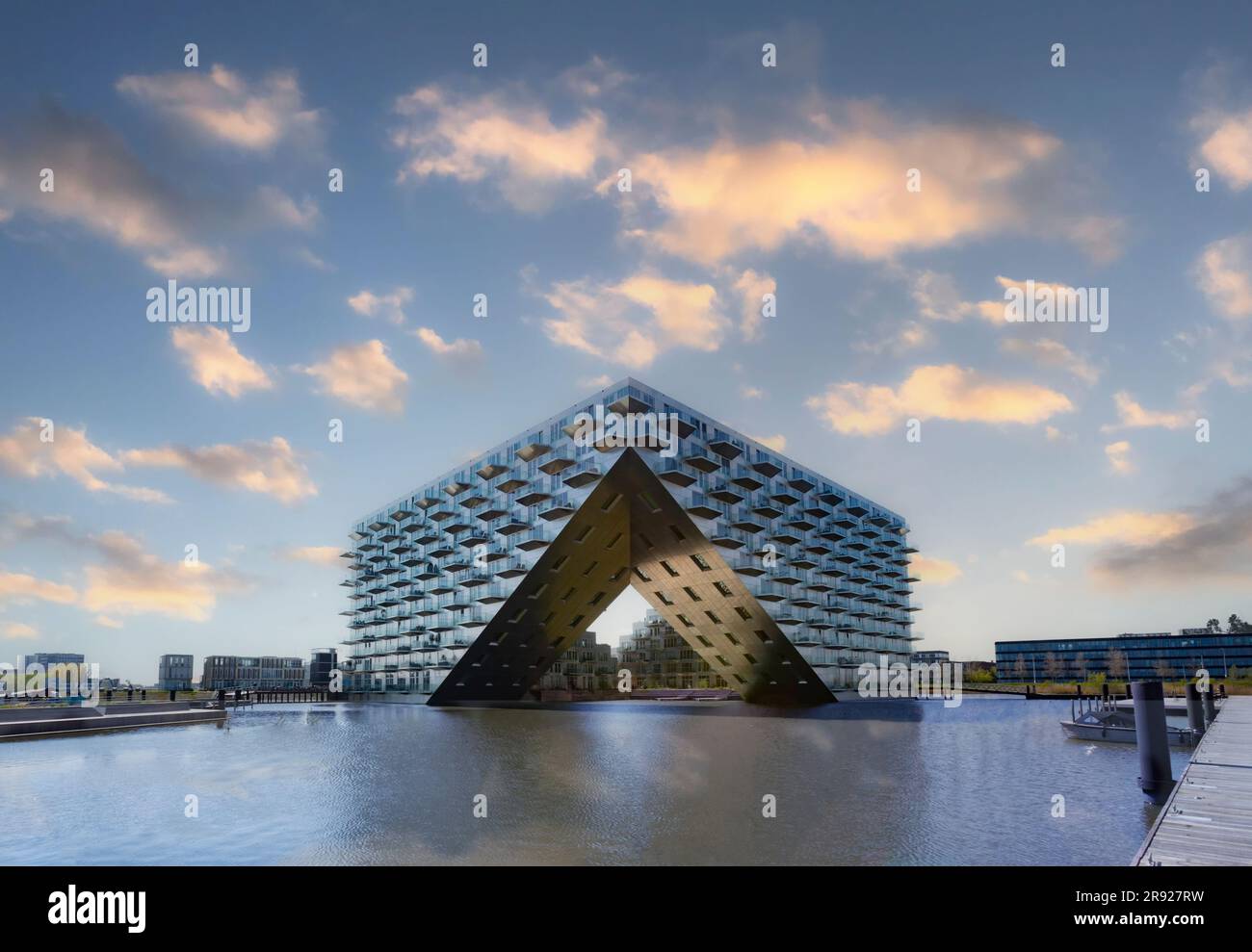 Netherlands, North Holland, Amsterdam, Exterior of Sluishuis apartment ...