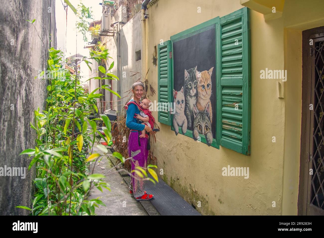 February 24 2023- George Town -Penang-Malaysia One of the famous murals on the walls of the old ...