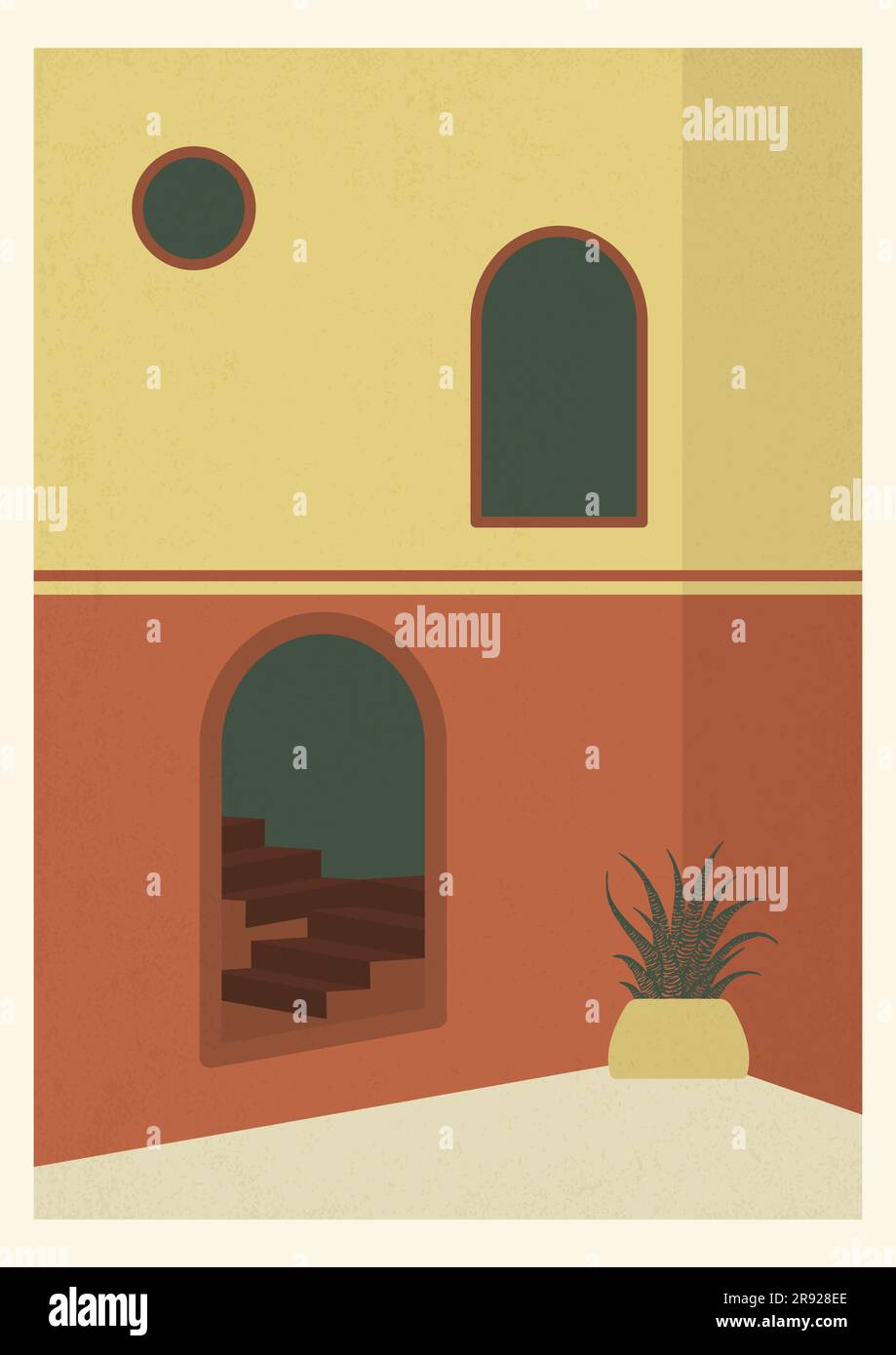Aesthetic minimalistic Turkish architecture poster illustration. Modern ...