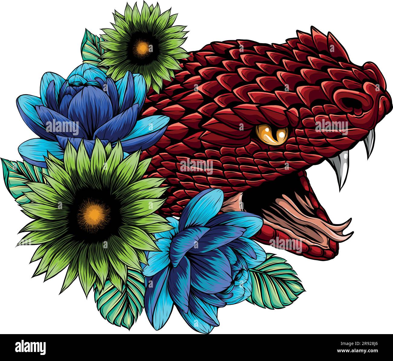vector illustration of snake head with flower Stock Vector Image & Art ...