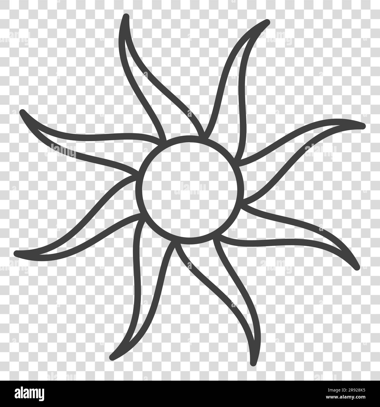 Tribal flaming sun stencil Outline vector illustration Isolated on ...