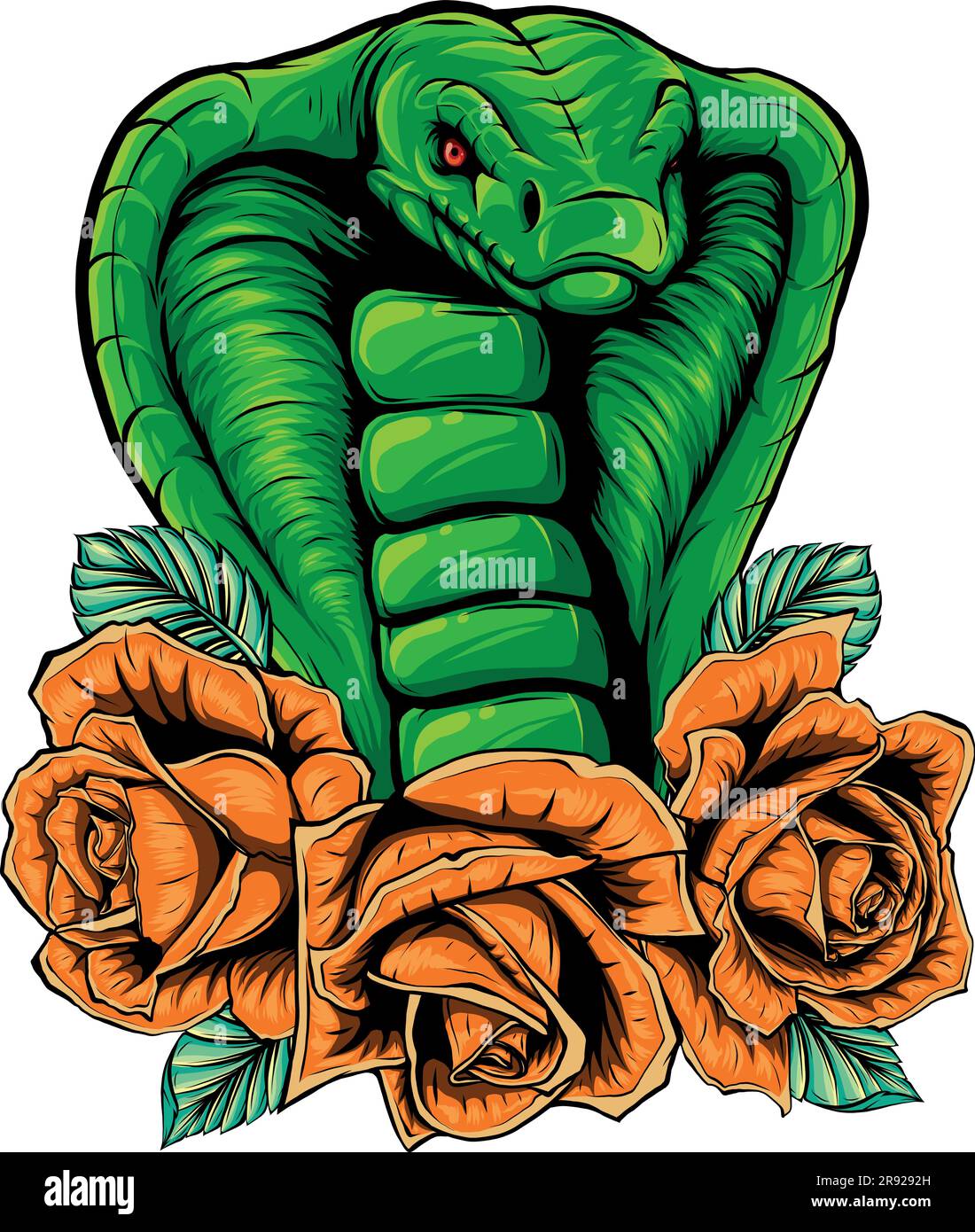 vector illustration of cobra head with rose Stock Vector Image & Art ...