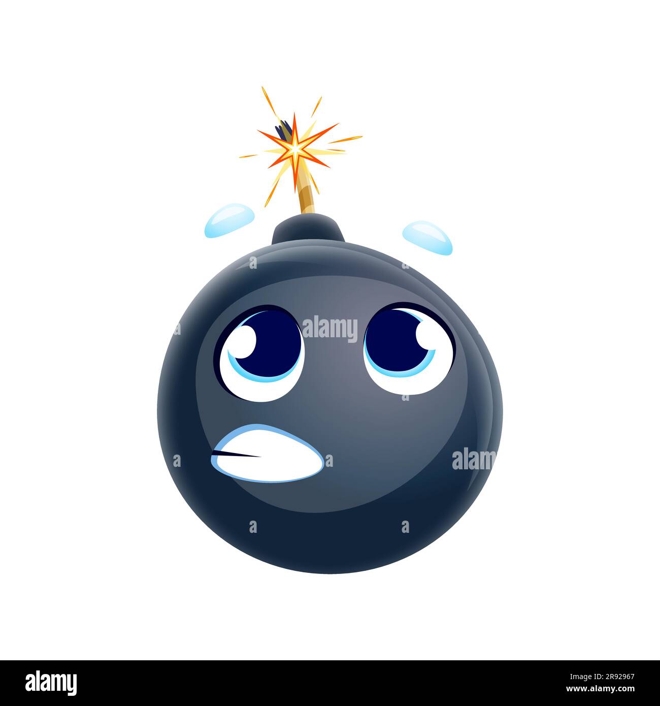 Cartoon scared bomb character with wick or fuse. Explosive, weapon ...
