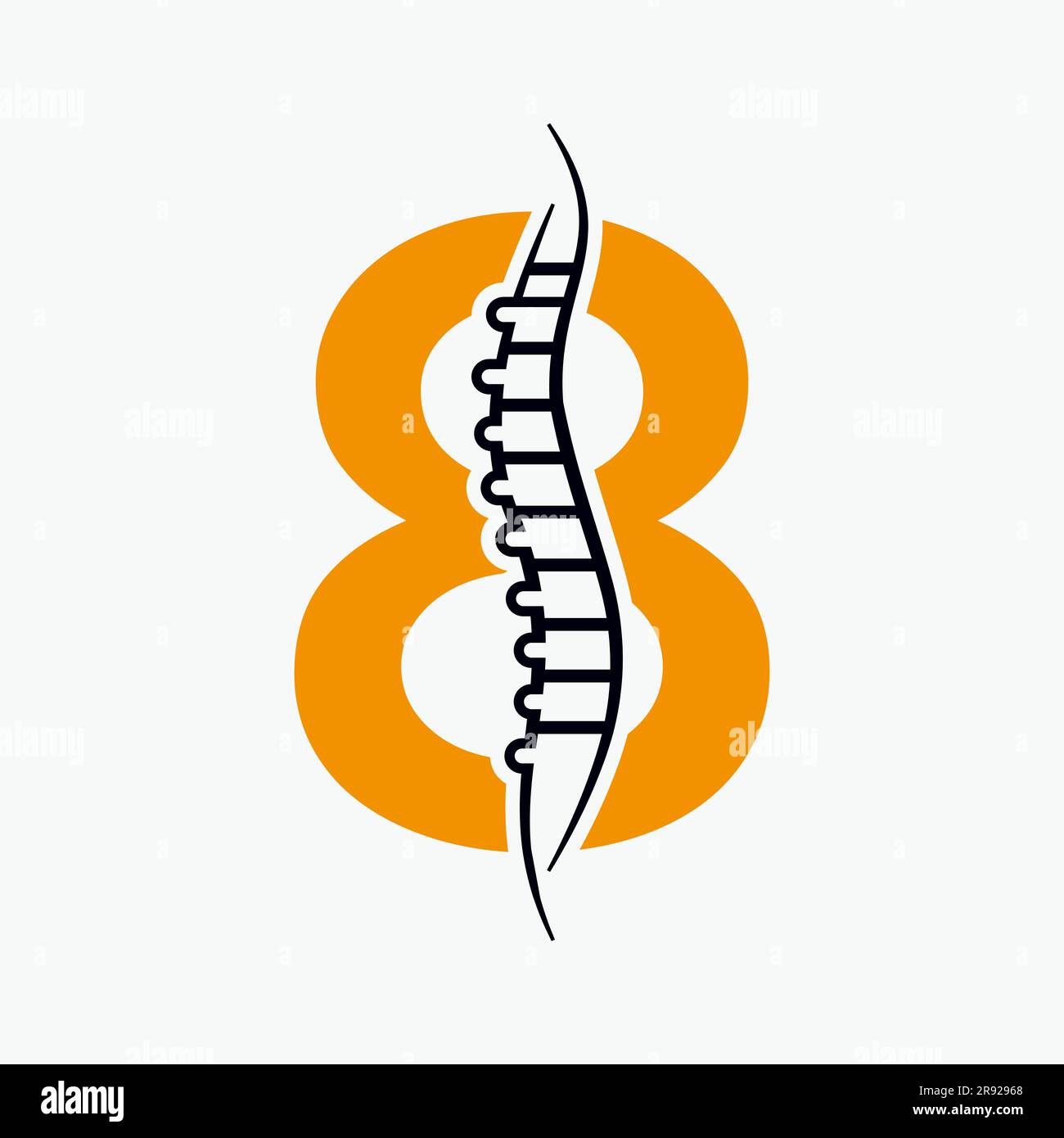 Letter 8 Orthopedic Health Bone Logo Design With Back Bone Icon. Bone ...