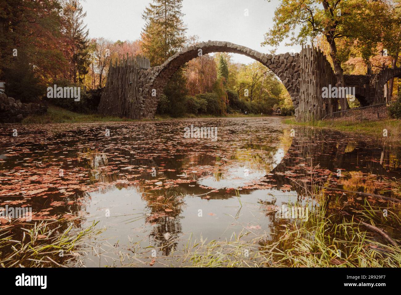 Germany, Saxony, View of Rakotzbrucke bridge in autumn Stock Photo - Alamy