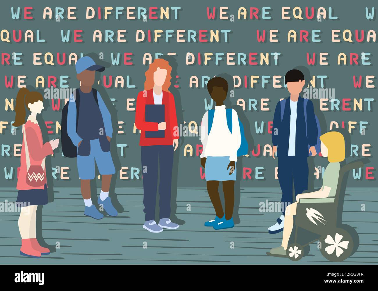 Multi-ethnic group of teenagers. Students and friends. Diversity people ...