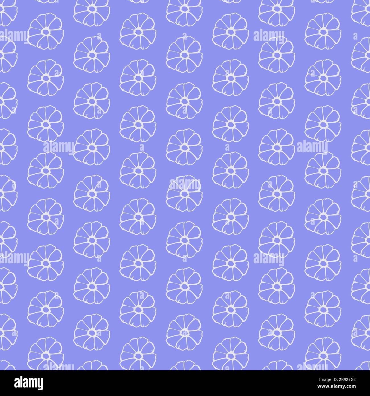 Floral seamless pattern White daisy on purple background Hand draw ...