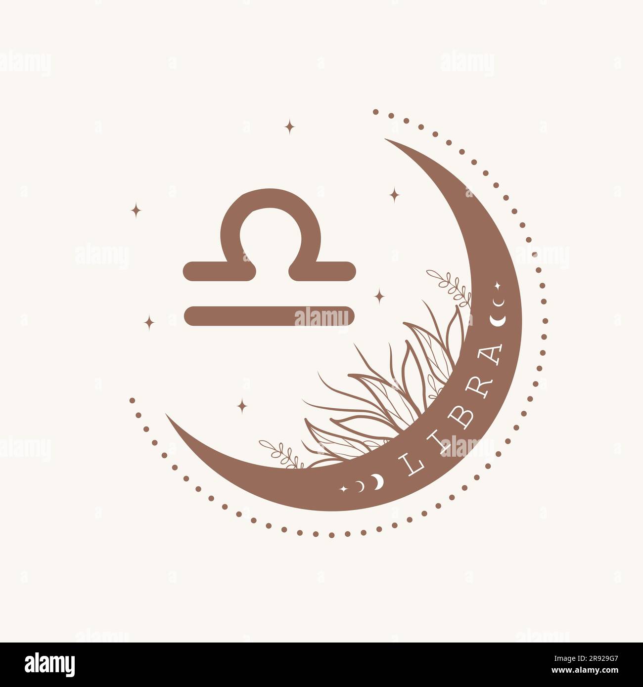 Astrological Libra zodiac sign. Horoscope icon in boho minimalist style ...