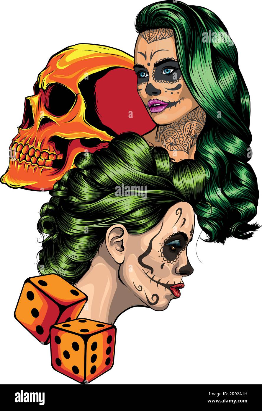 vector illustration of sugar woman skull design Stock Vector Image ...