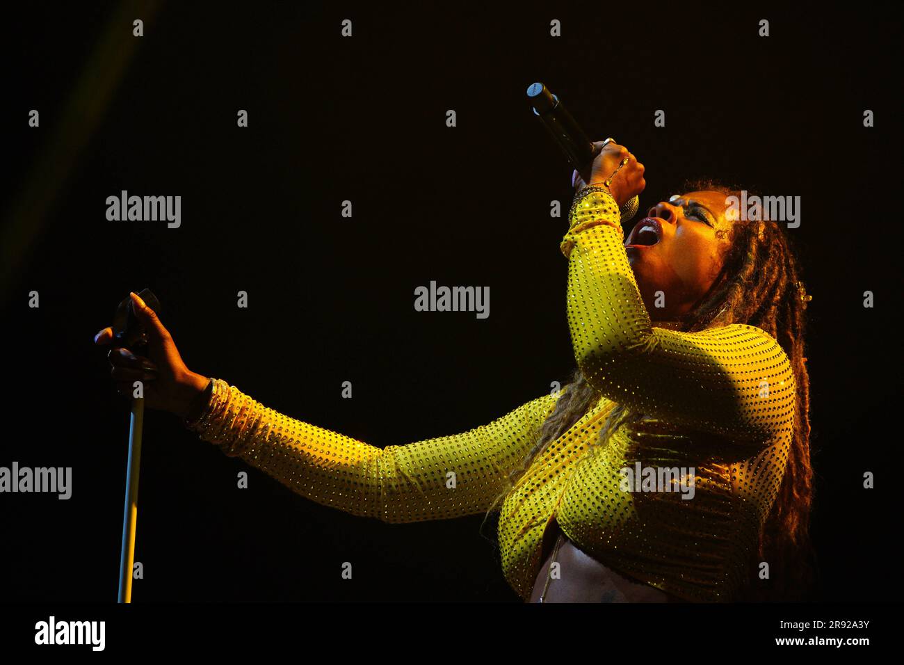 Kelis performimg on the West Holts Stage at the Glastonbury Festival at ...