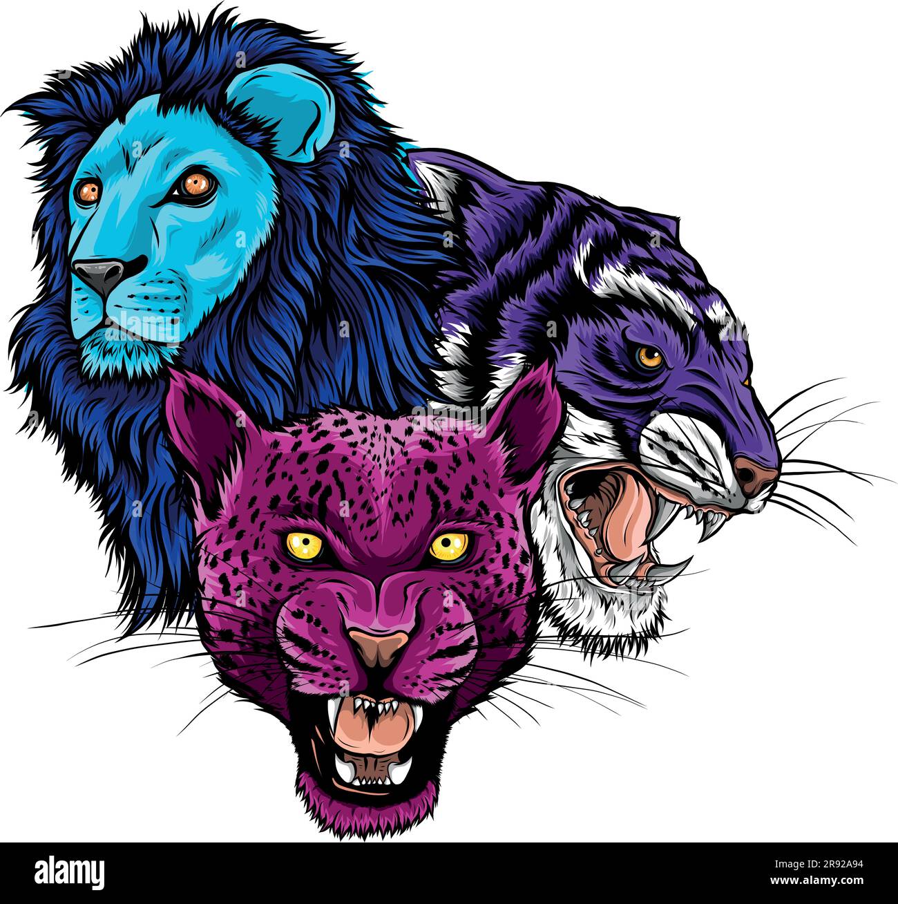 vector illustration of feline head on white background Stock Vector ...