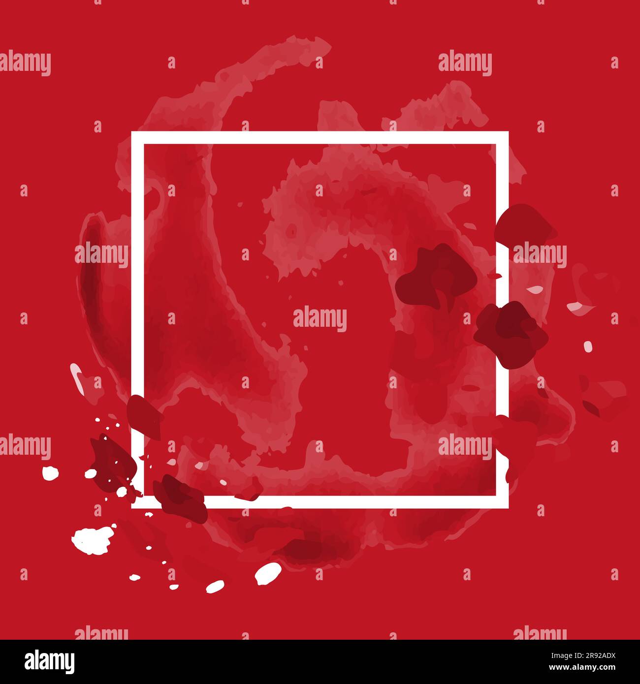 Watercolor background. Brush paint ink stroke over square frame. Vector ...