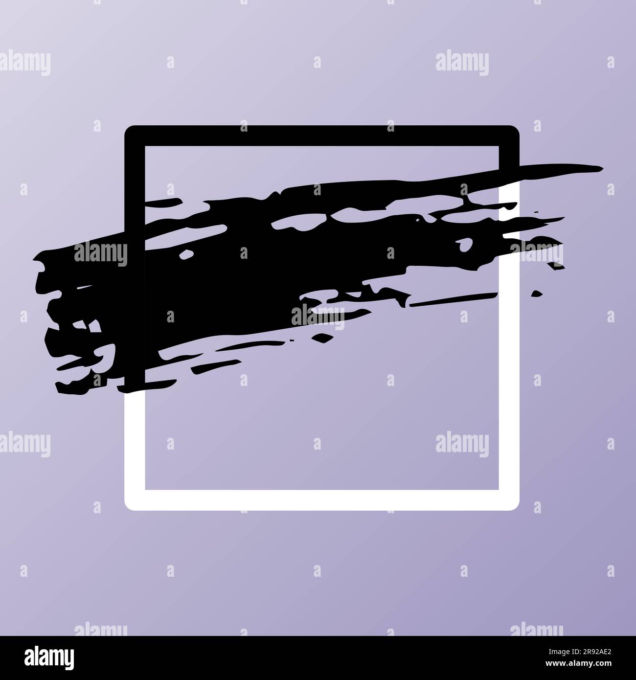 Grunge background. Brush black paint ink stroke over square frame ...