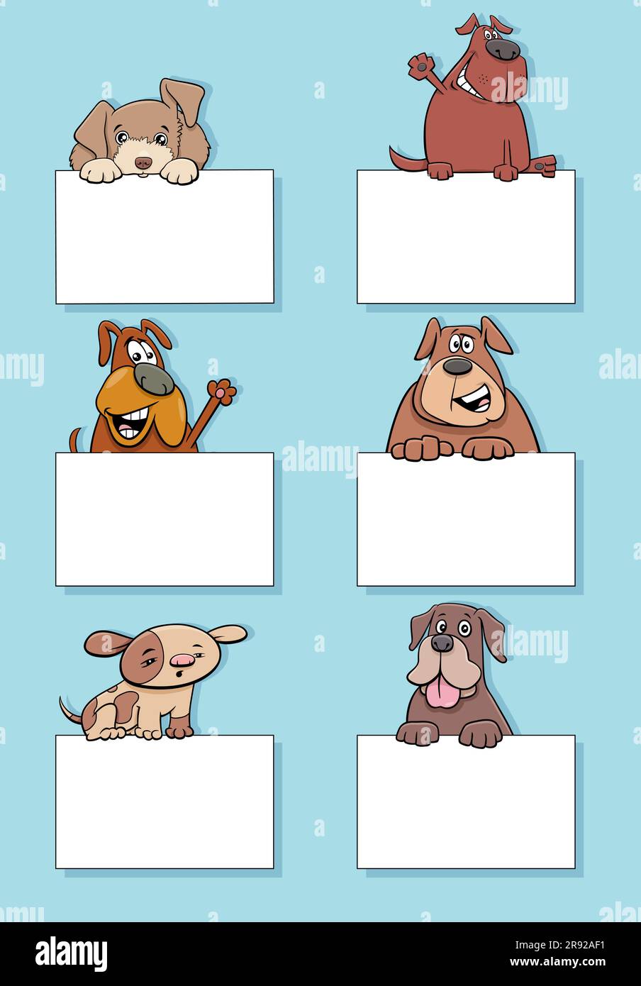 Cartoon illustration of dogs and puppies animal characters with blank ...