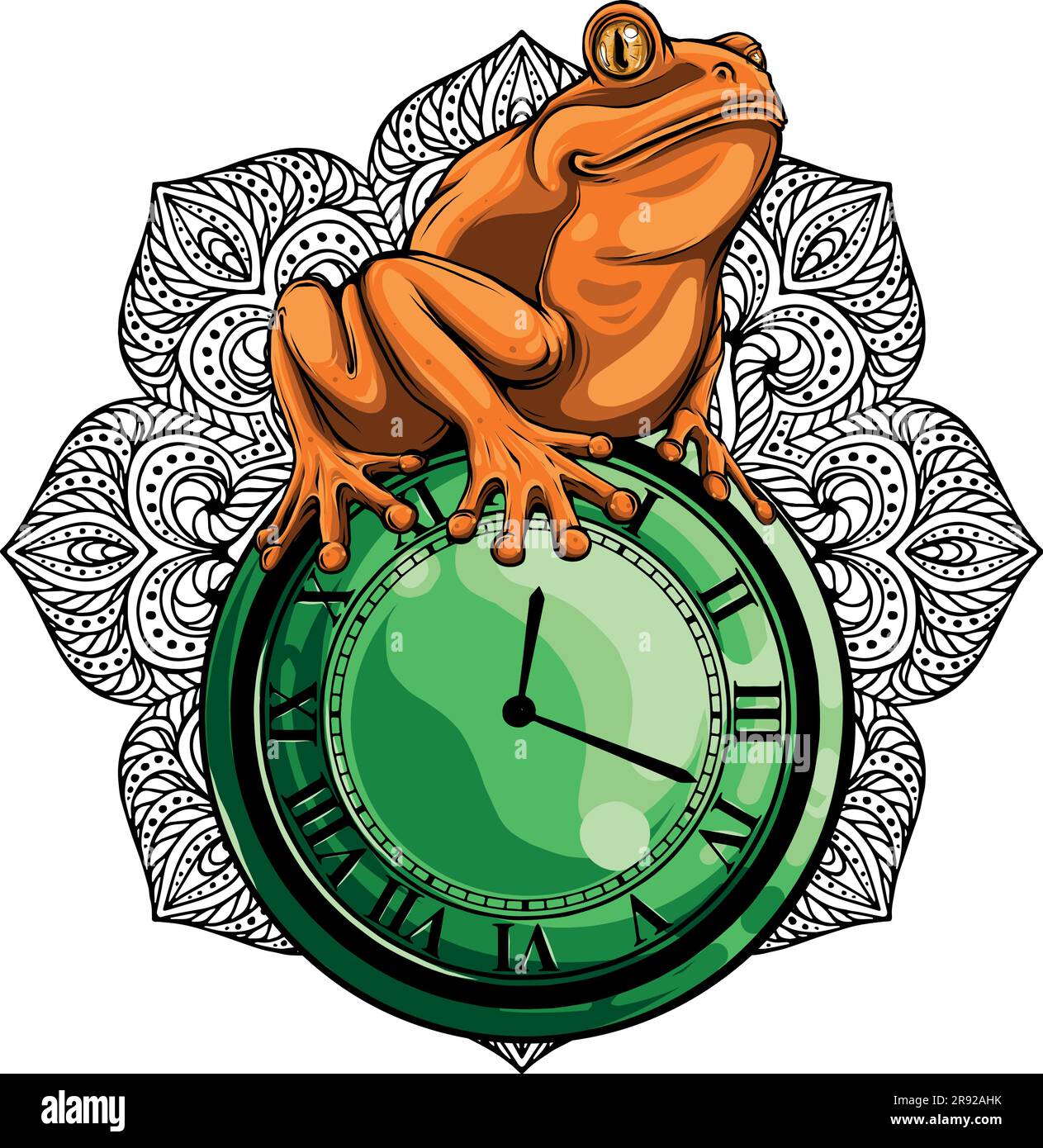 vector illustration of frog sitting on clock Stock Vector Image & Art ...