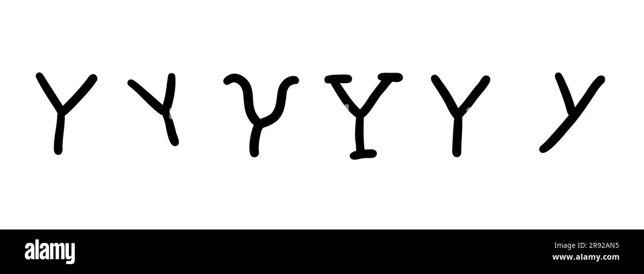 Childlike simple black english latin Y alphabet letter symbol. Vector ...